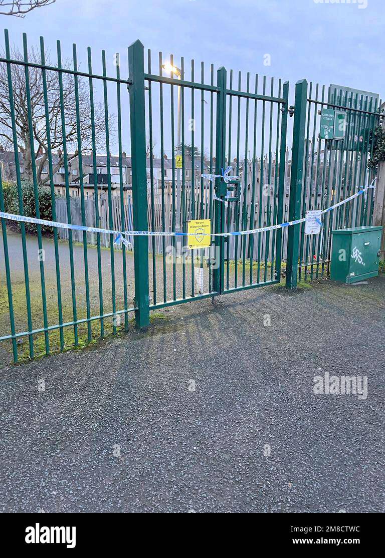 Le parc Lord Lurgan fermé à Lurgan, où Shane Whitla a été trouvé avec ...