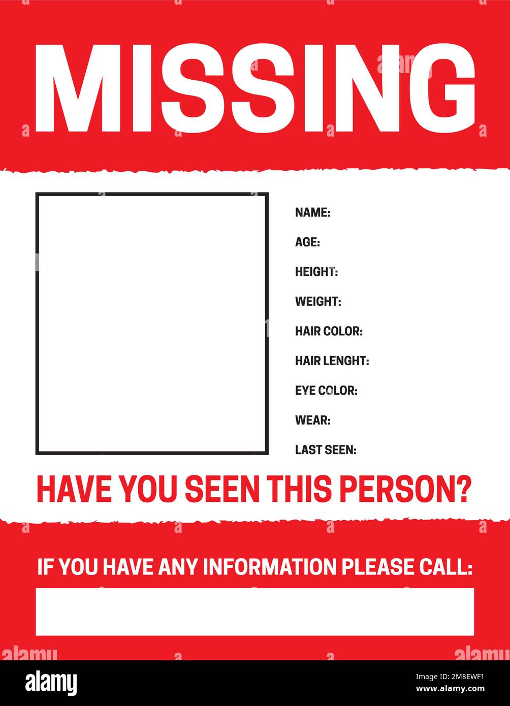 Affiche de personne disparue Banque de photographies et d’images à ...