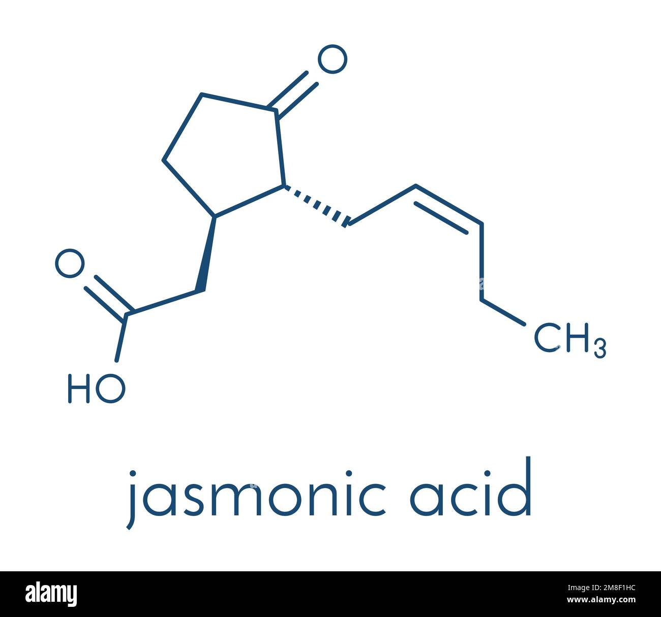 Molécule d'hormone végétale d'acide jasmonique (jasmonate, JA). Formule ...