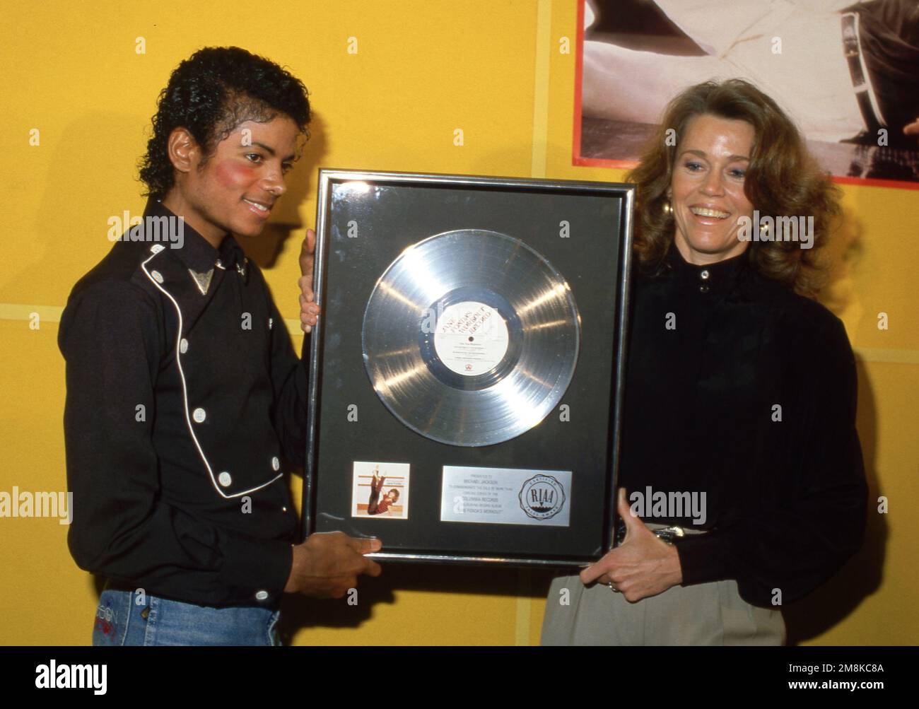 Michael Jackson et Jane Fonda à la présentation Platinum pour son album ...