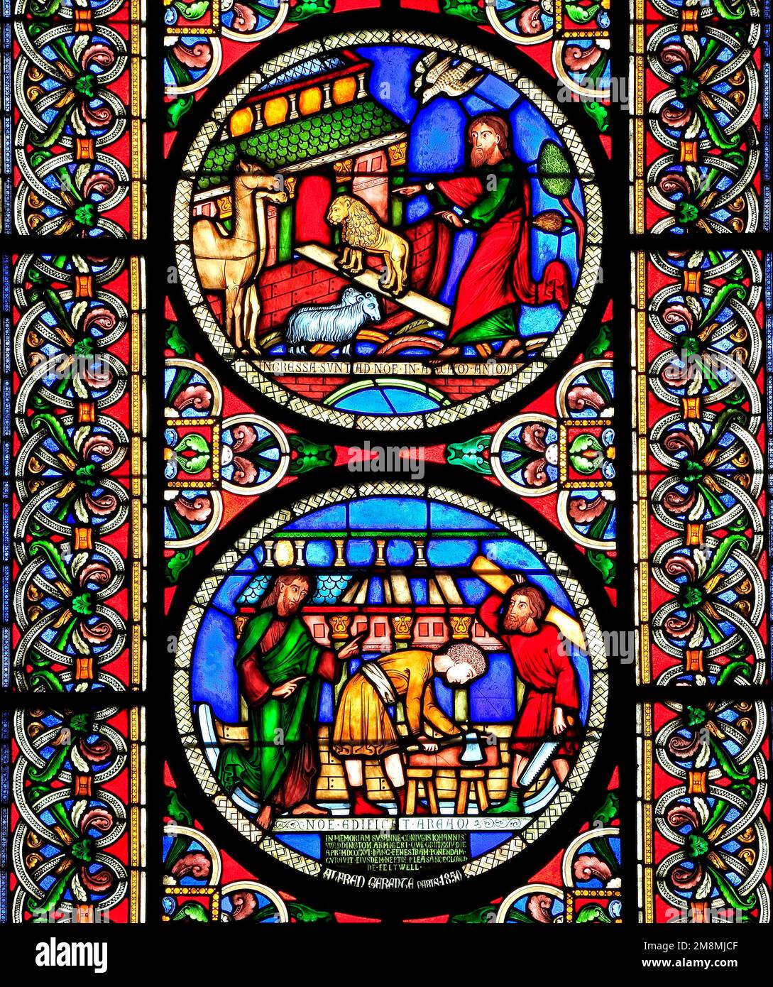 Vitraux, Arche de Noé, construction de l'Arche, animaux en deux par ...