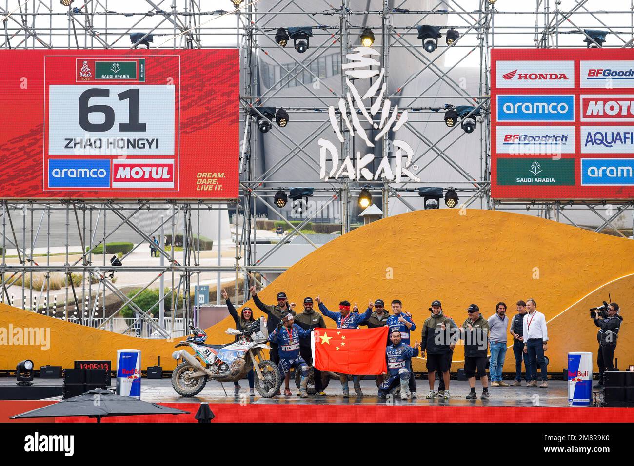 Damman, Arabie Saoudite. 15th janvier 2023. HONGYI Zhao (chn),Wu pu Da Hai Dao Rally Team, moto ...