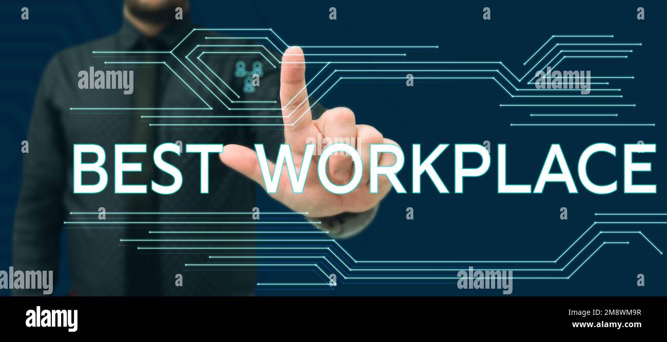 Légende présentant le meilleur espace de travail. Mot pour l'entreprise ...