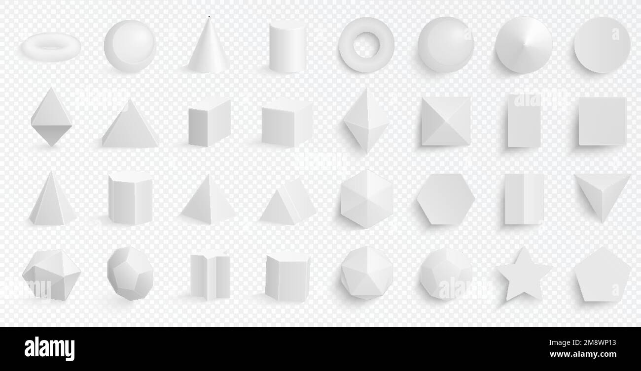 Ensemble de solides géométriques blancs réalistes 3D formes de base ...