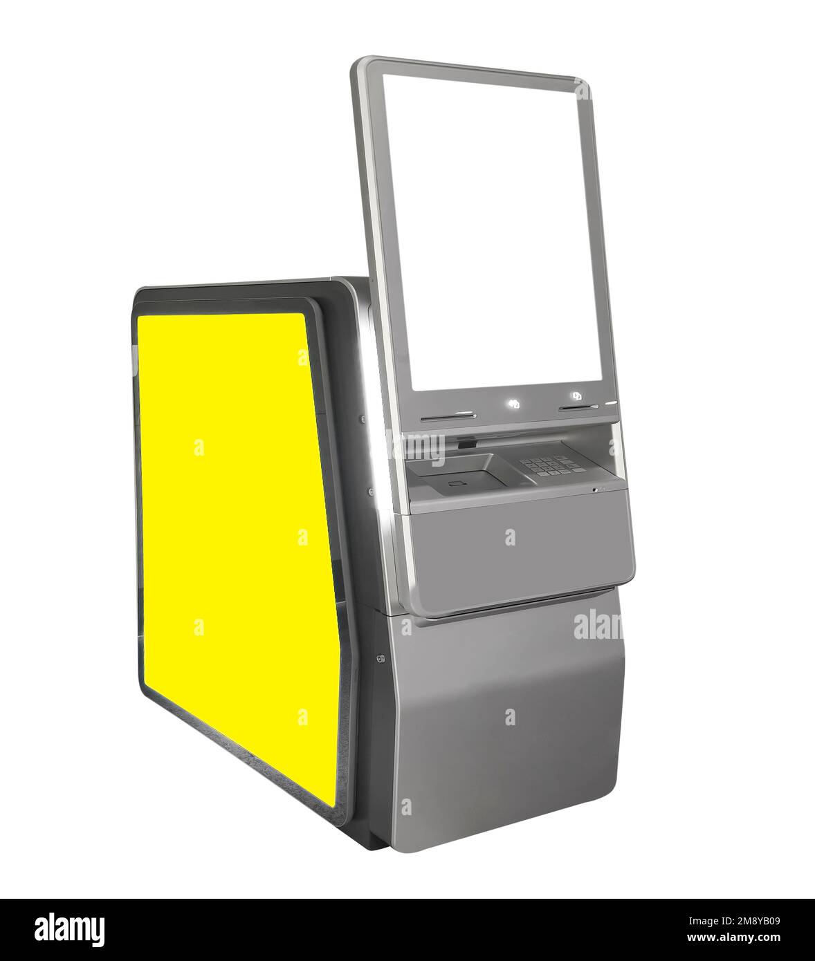 Distributeur automatique de billets avec écran vierge isolé sur fond ...