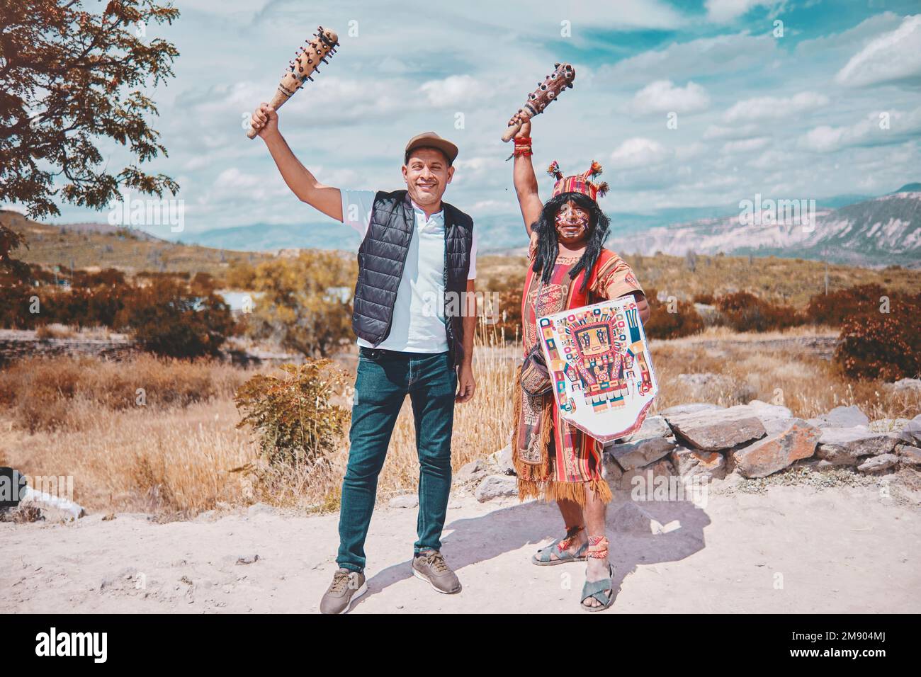 Représentation du guerrier Inca vêtu et avec bataille, Prehispanic ...