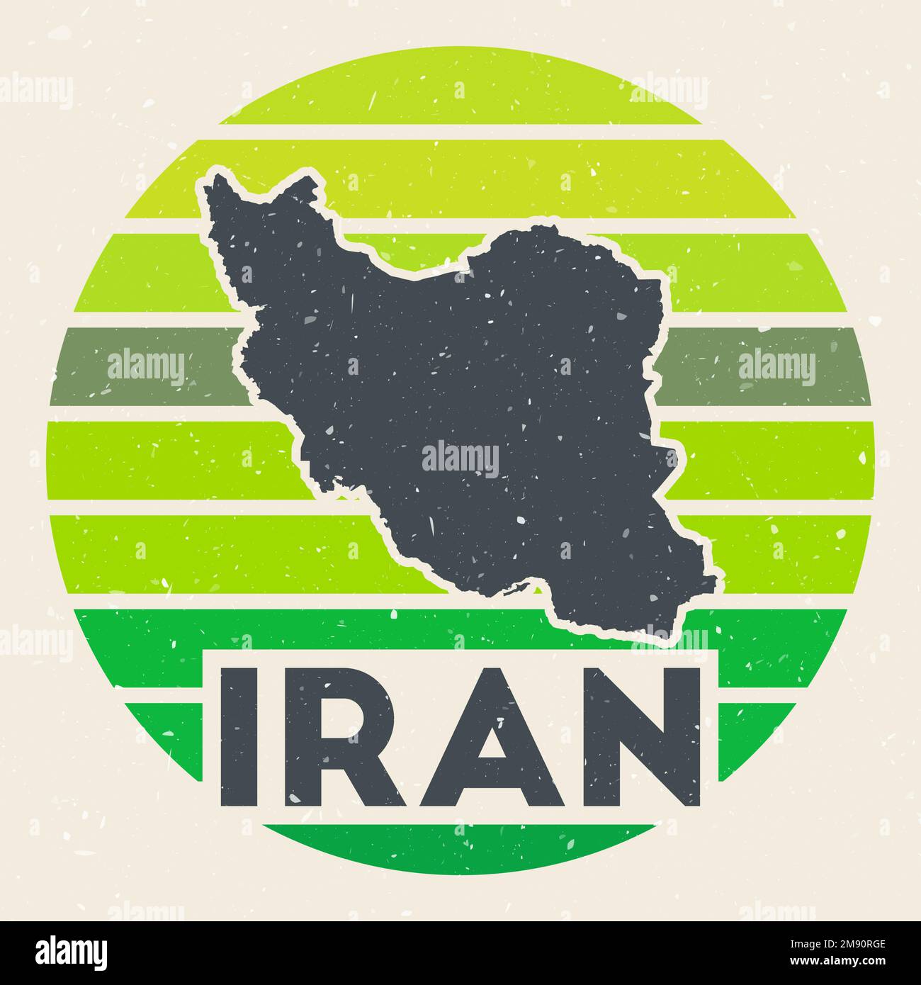 Logo Iran. Affiche avec la carte du pays et des bandes de couleur ...