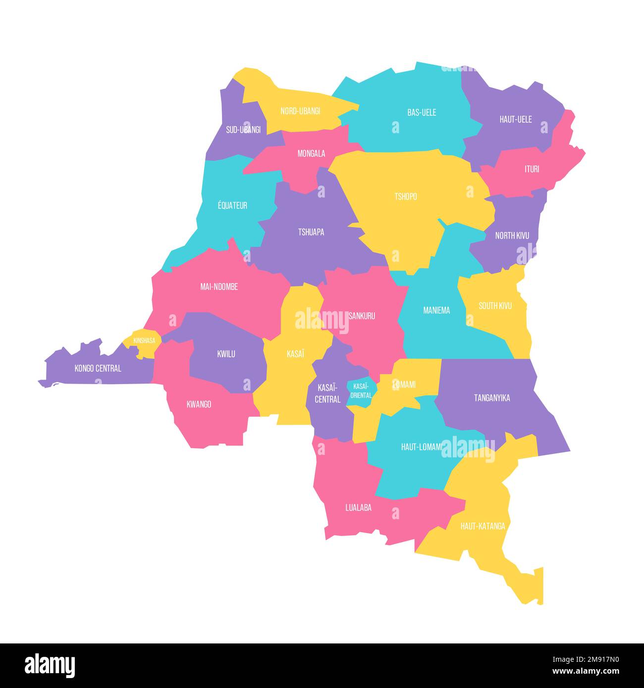 République démocratique du Congo carte politique des divisions administratives - provinces ...