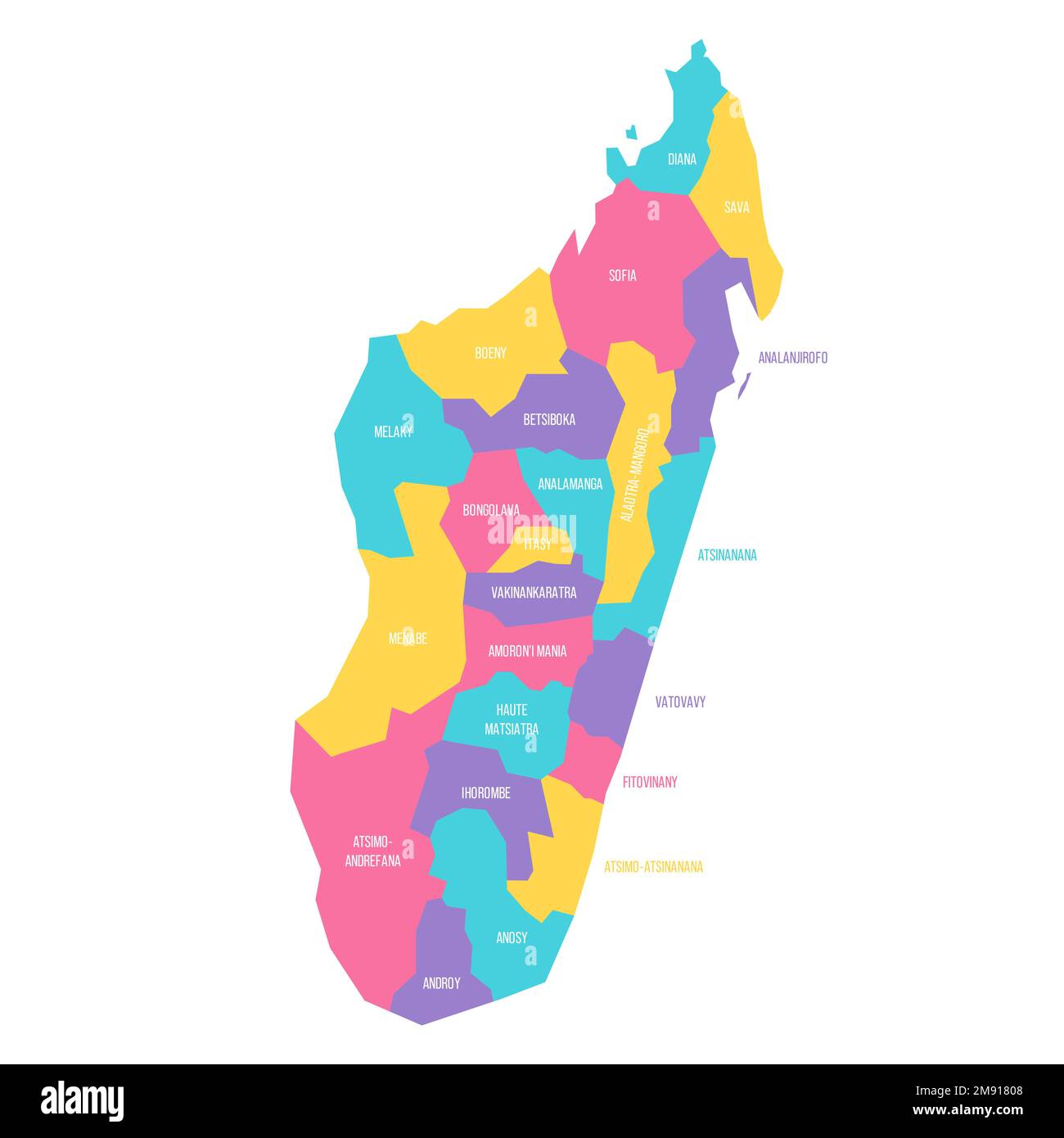 Madagascar carte politique des divisions administratives - régions ...