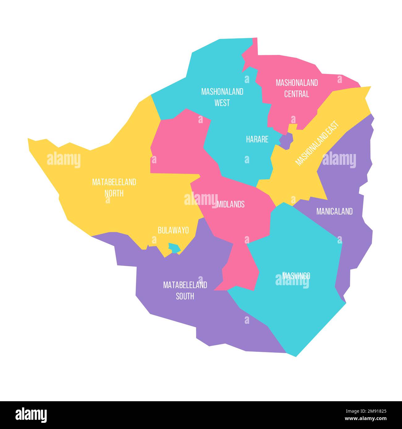 Zimbabwe carte politique des divisions administratives - provinces ...