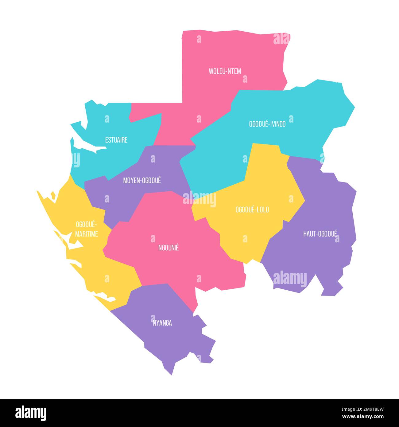 Gabon carte politique des divisions administratives - provinces. Carte ...