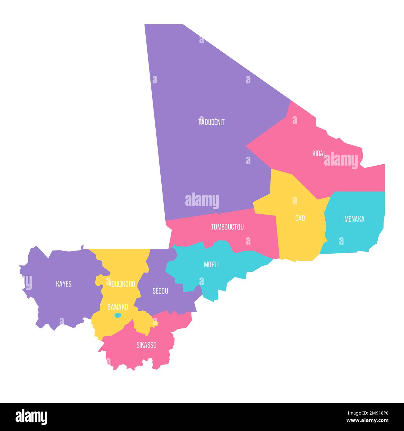 Mali carte politique des divisions administratives - régions et ...
