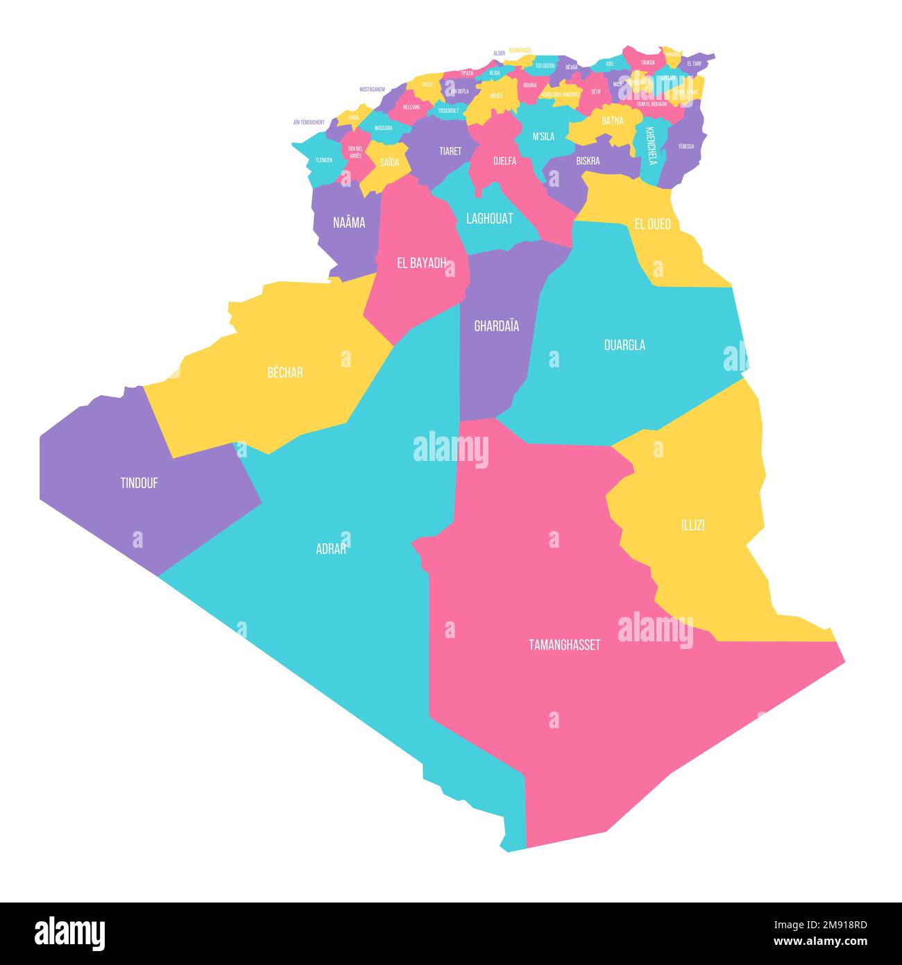 Algérie carte politique des divisions administratives - provinces ...