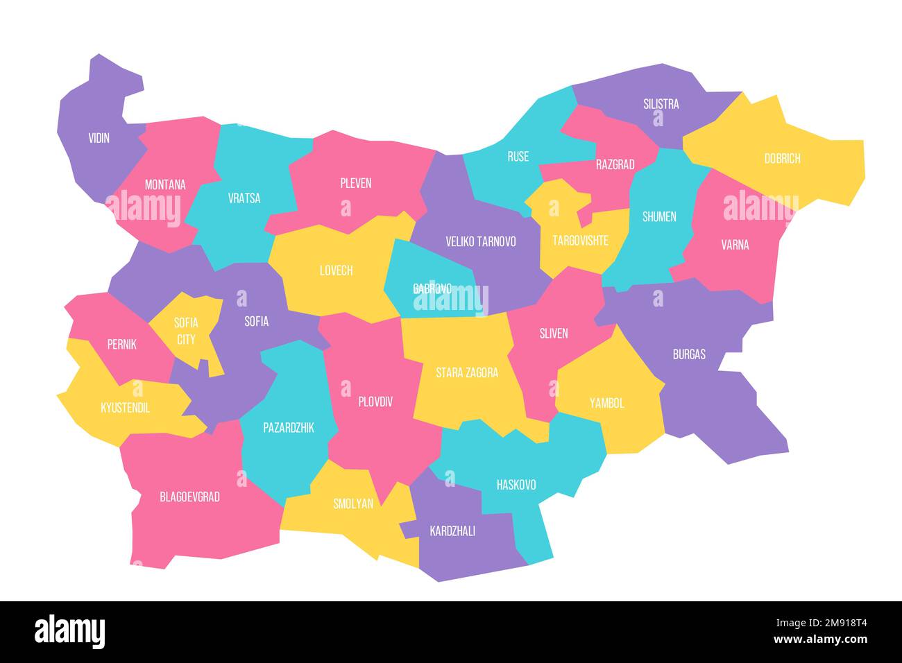 Bulgarie carte politique des divisions administratives - provinces et ...