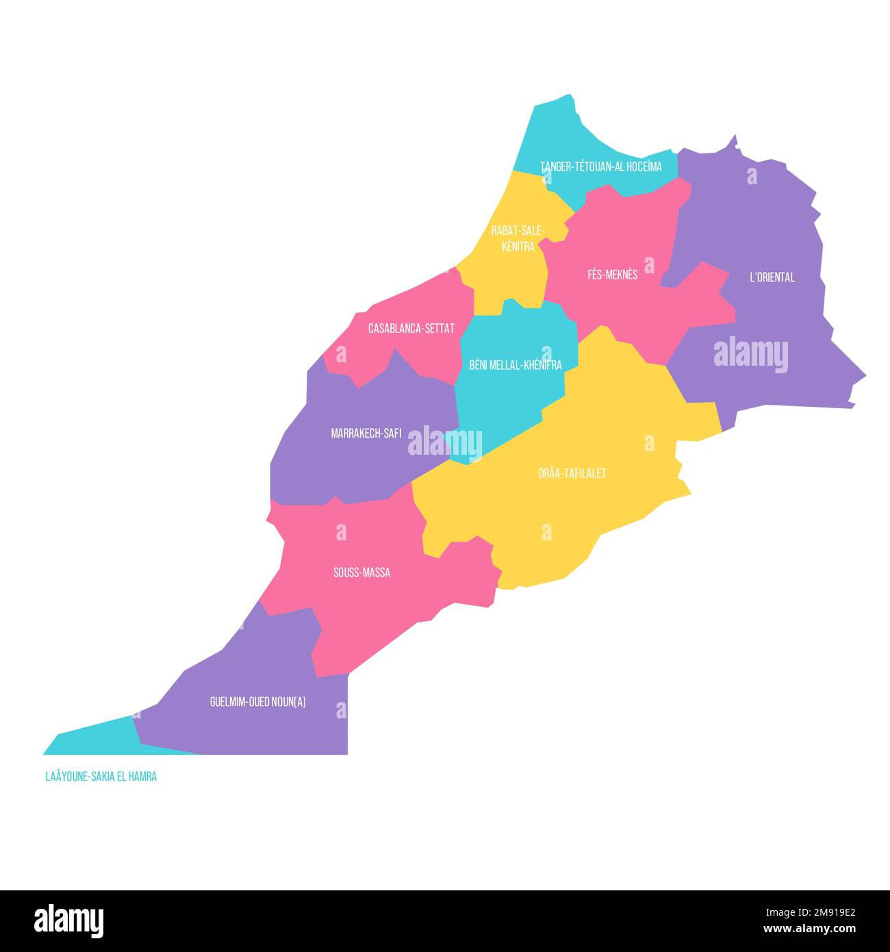 Maroc carte politique des divisions administratives - régions. Carte ...