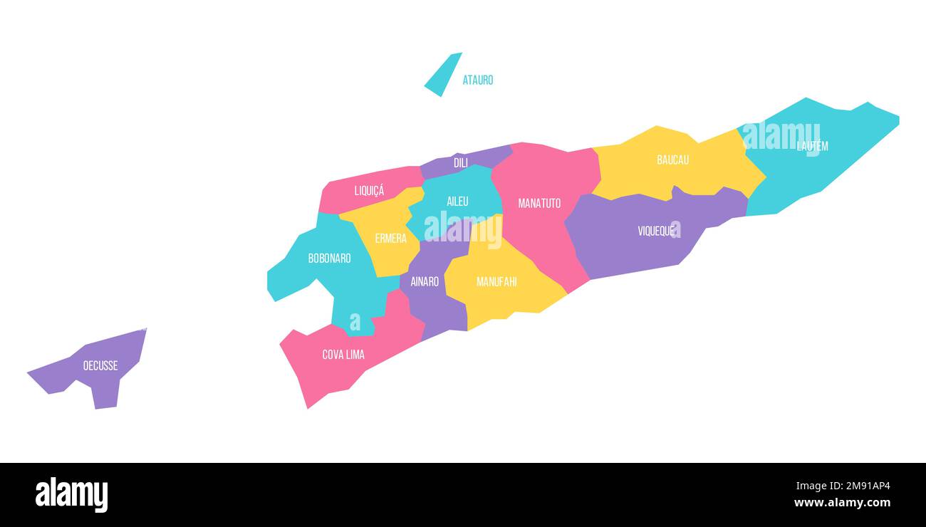 Timor oriental carte politique des divisions administratives - communes ...