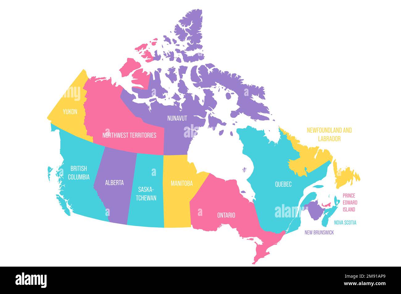Canada carte politique des divisions administratives - provinces et ...