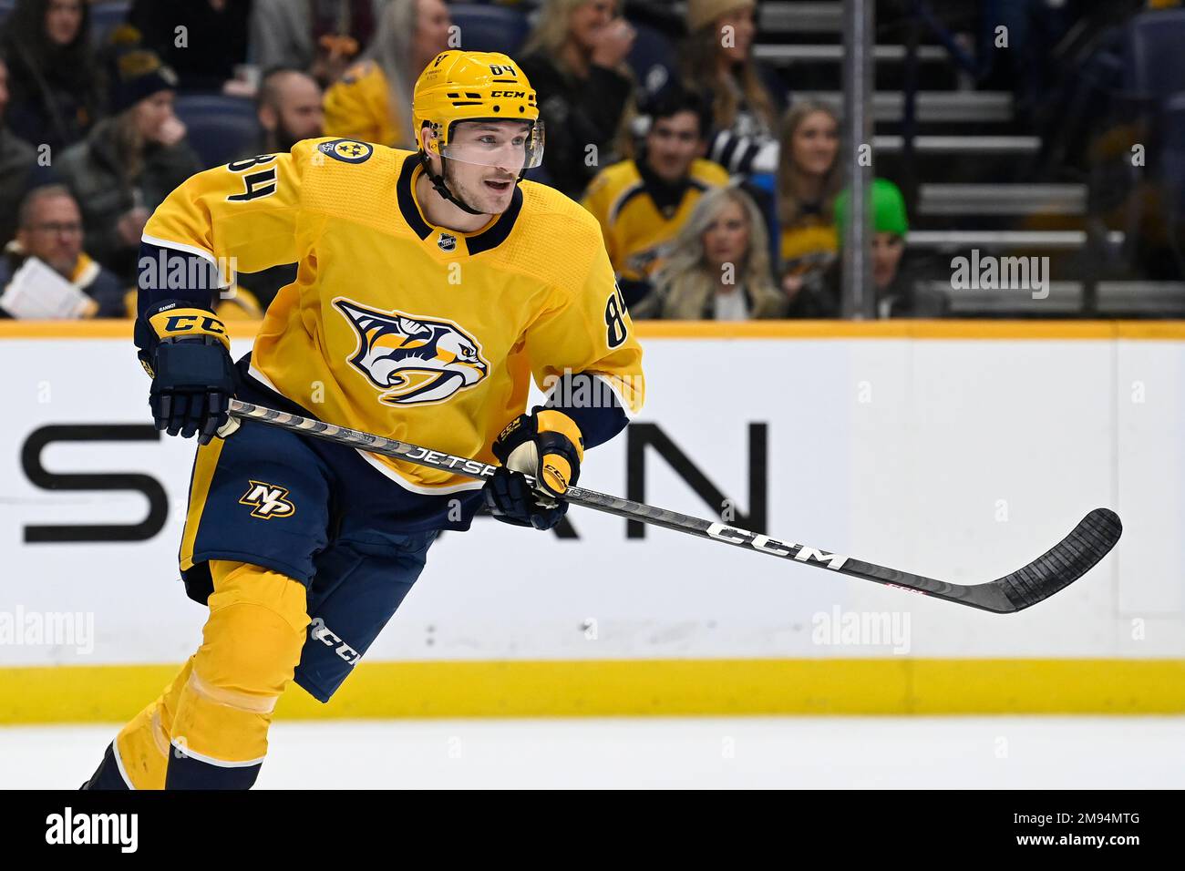 Nashville Predators left wing Tanner Jeannot (84) plays against the ...