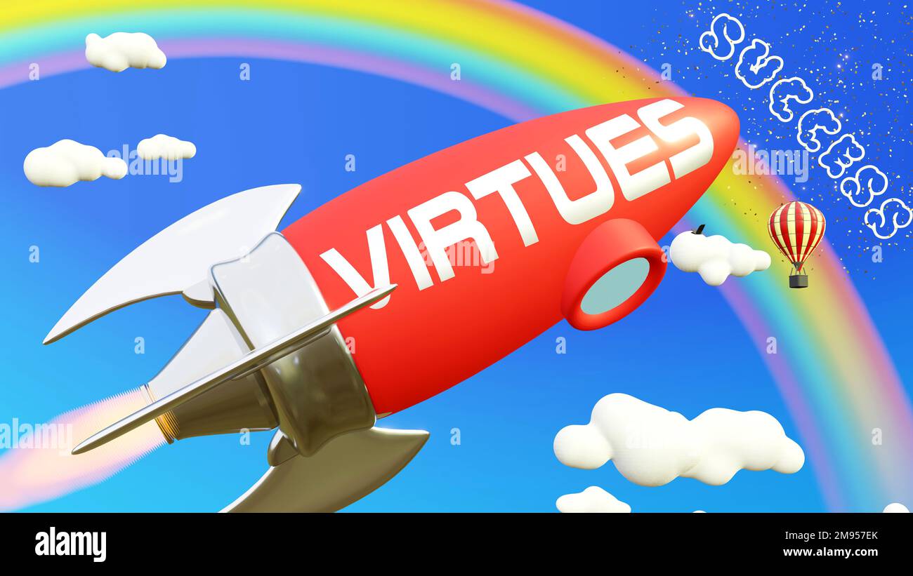 Les vertus mènent à la réussite dans les affaires et la vie. Fusée de ...