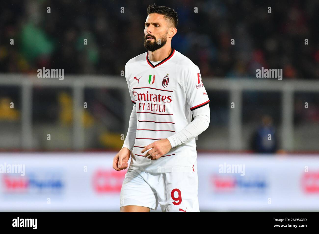 Olivier Giroud, attaquant de Milan, pendant le championnat italien ...