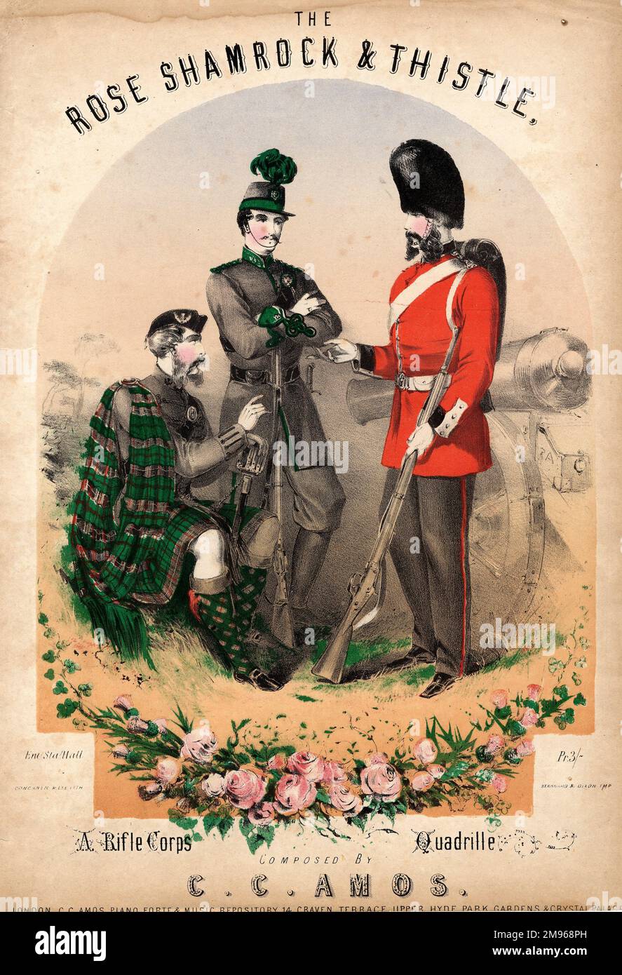 Couverture musicale pour la Rose, Shamrock et Thistle, un corps de ...
