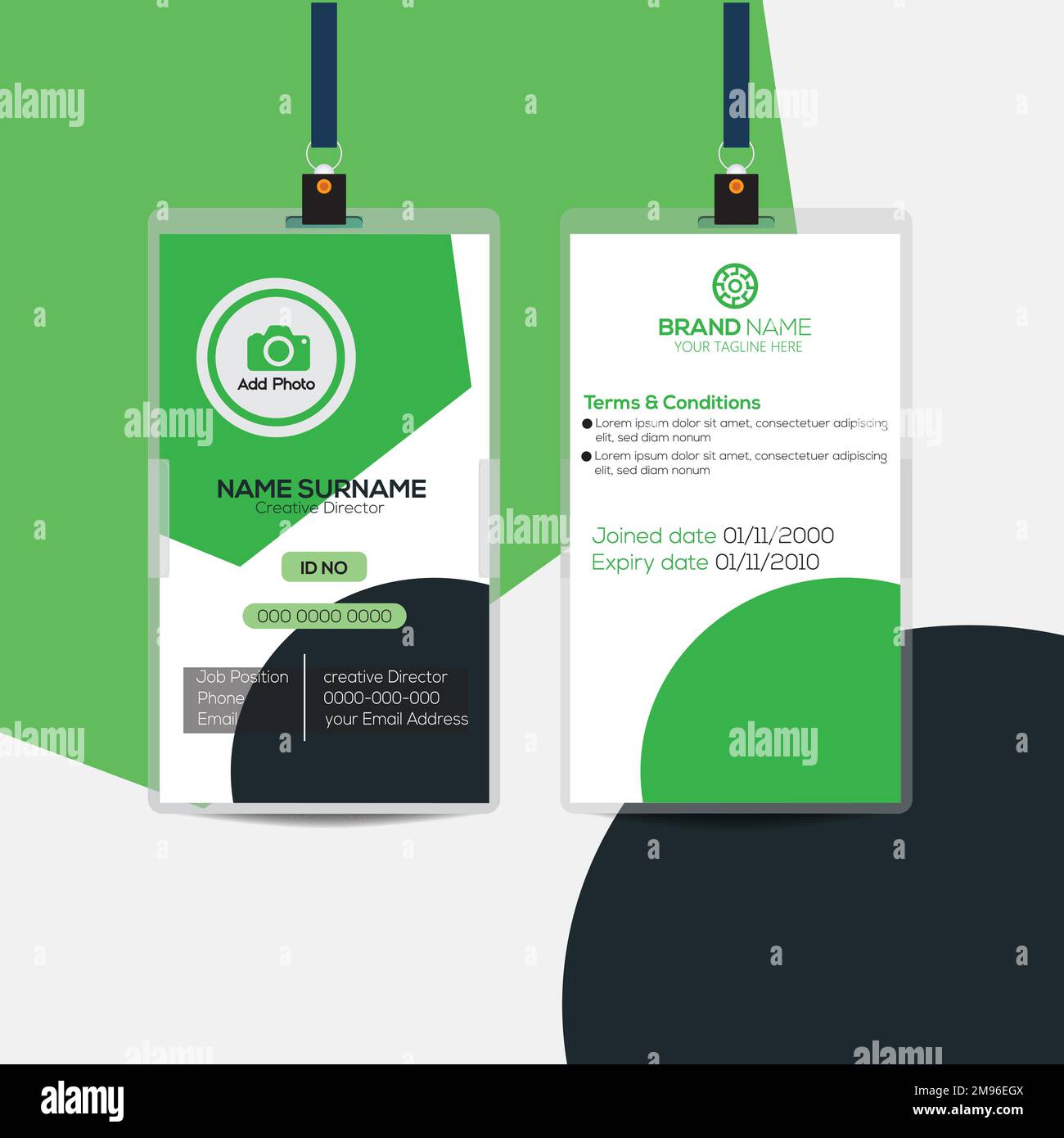 Modèle de carte d'identité, carte d'identité de bureau. Carte d ...