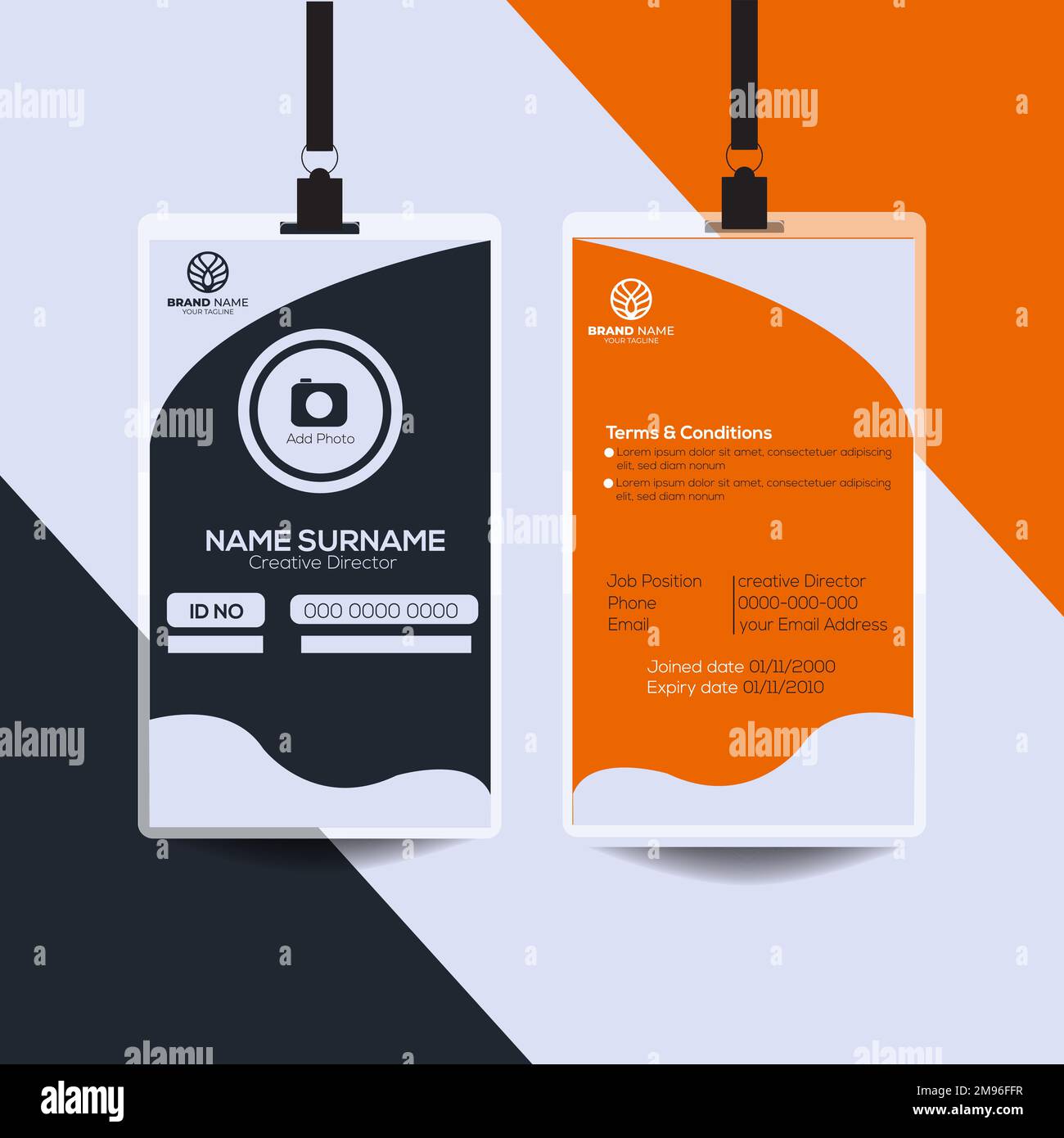 Modèle de carte d'identité, carte d'identité de bureau. Carte d ...