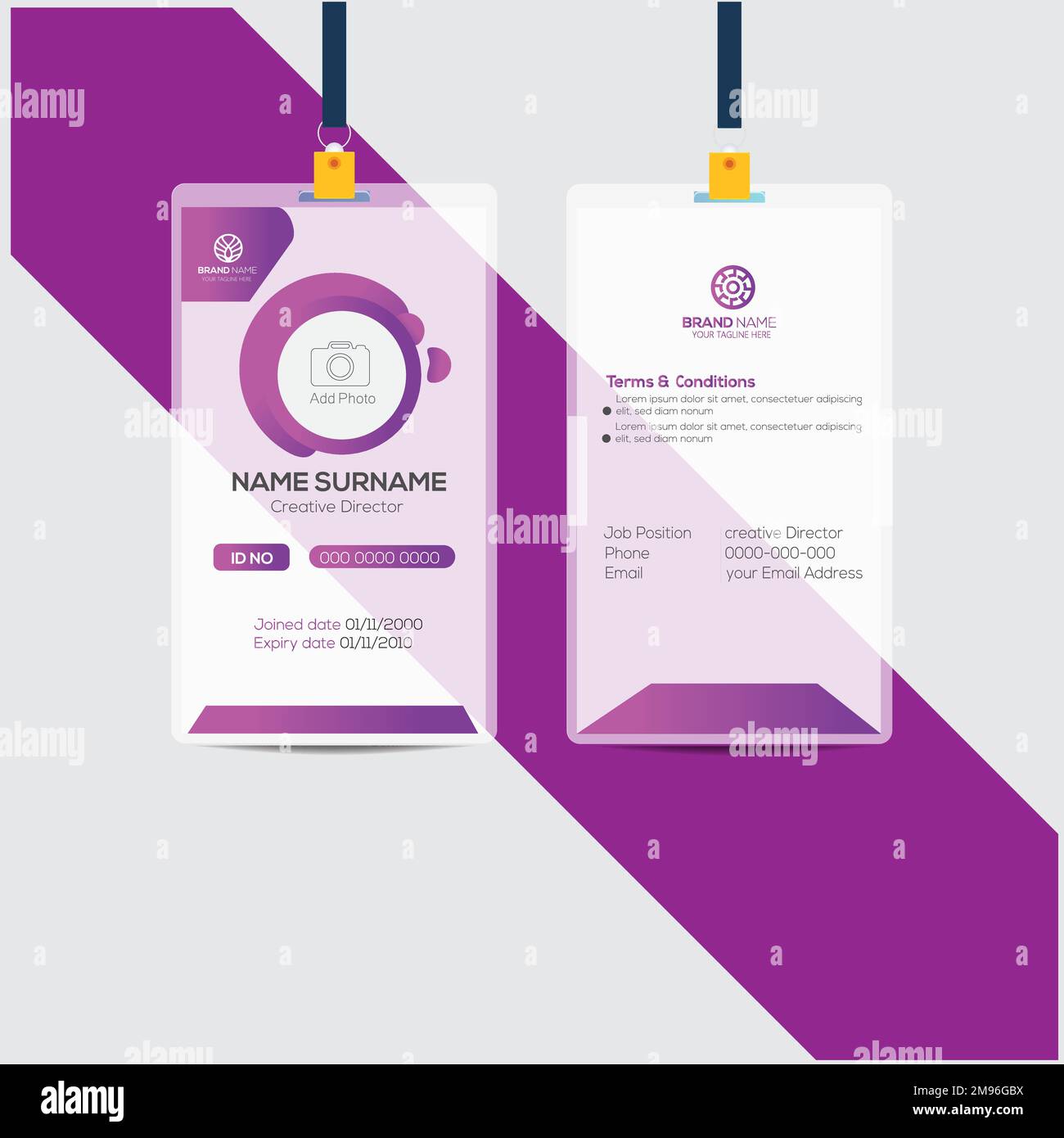 Modèle de carte d'identité, carte d'identité de bureau. Carte d ...