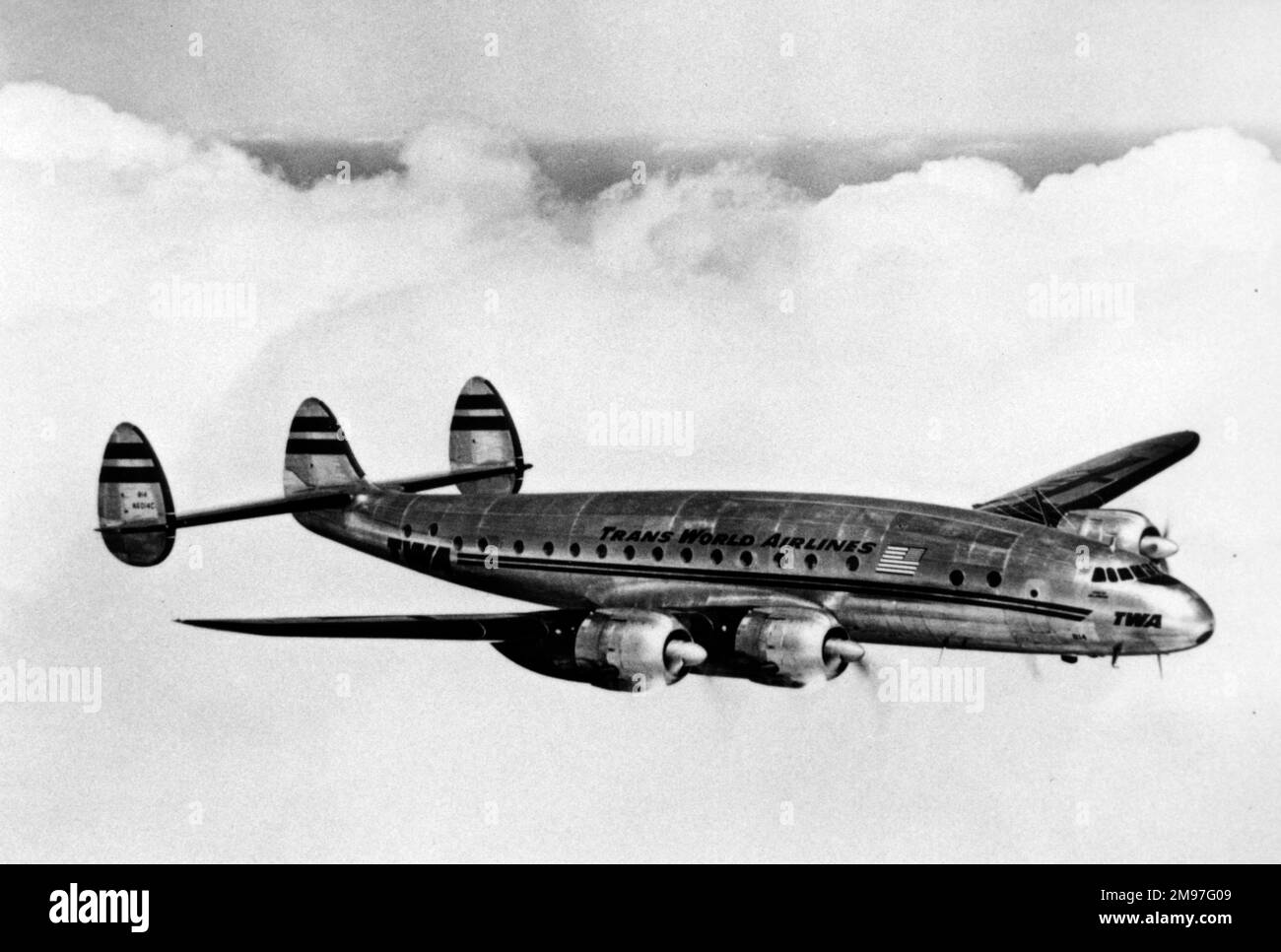 Avion avion de la constellation de twa lockheed Banque d'images noir et ...