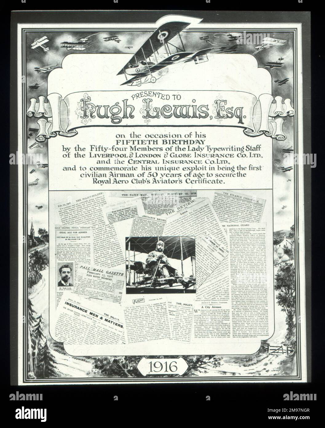 Hugh Lewis Esq, affiche de commémoration pour devenir le premier homme ...