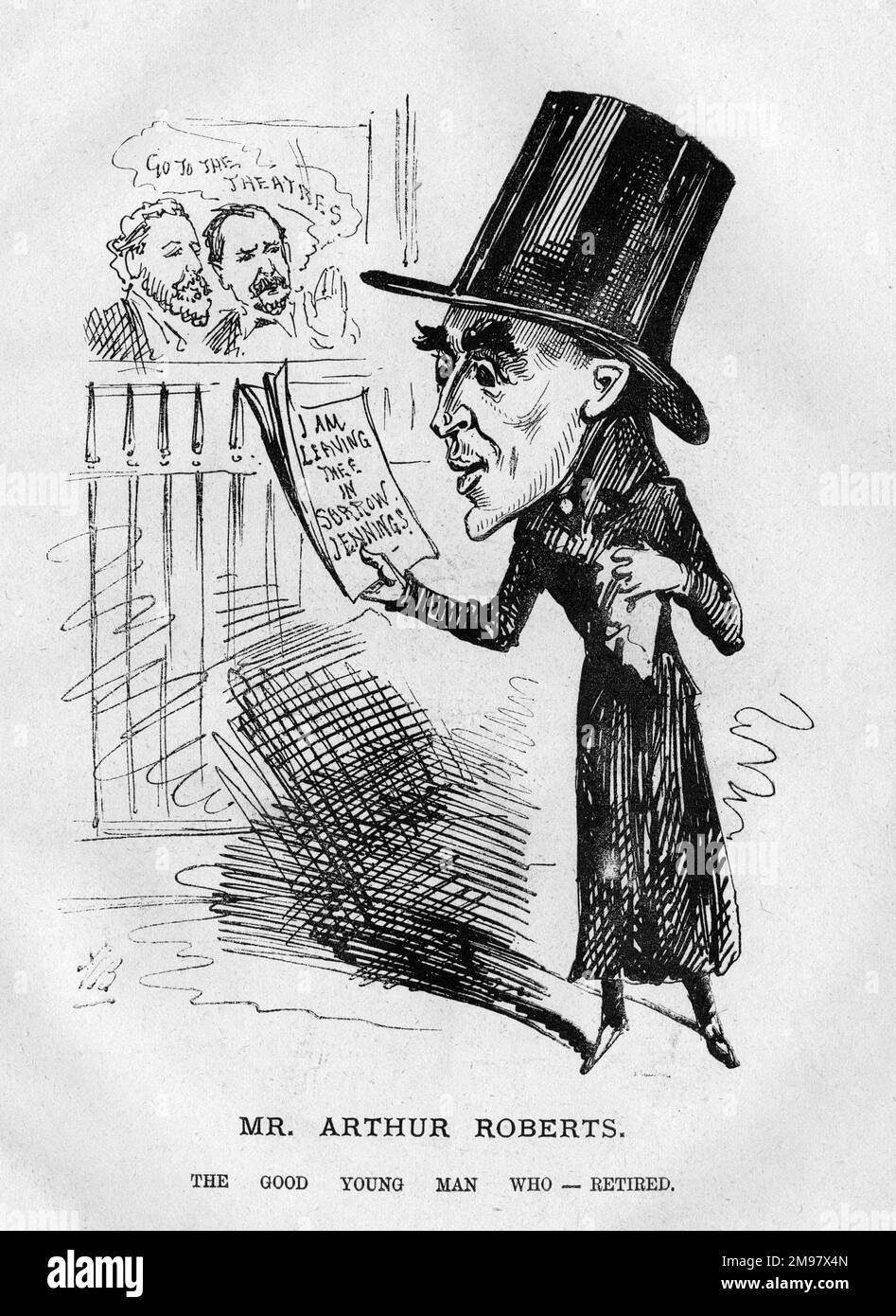 Arthur Roberts (1852-1933), salle de musique et interprète de pantomime ...