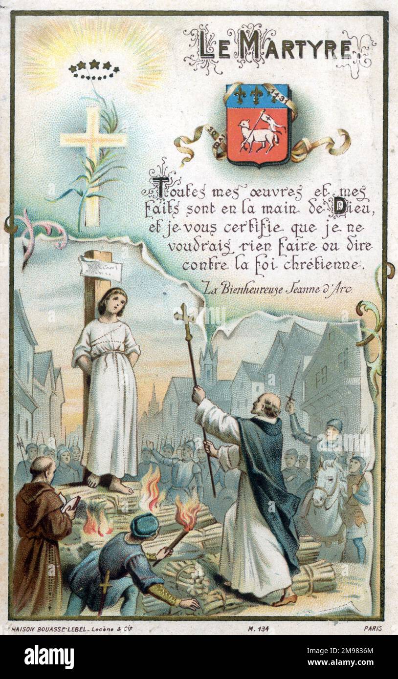 Carte de dévotion Chromolithographe - Jeanne d'Arc - martyre ...