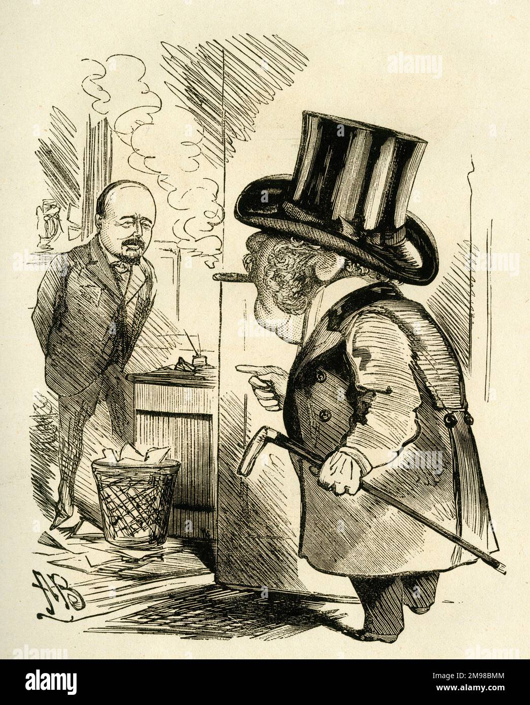 Caricature, propriétaire de salle de musique (Harry Hart) à l'agent de ...