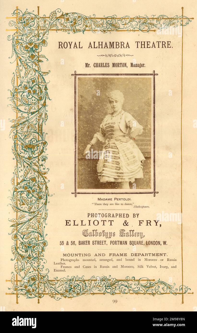 Publicité pour Elliott et Fry, photographes -- Madame Pertoldi, Royal ...