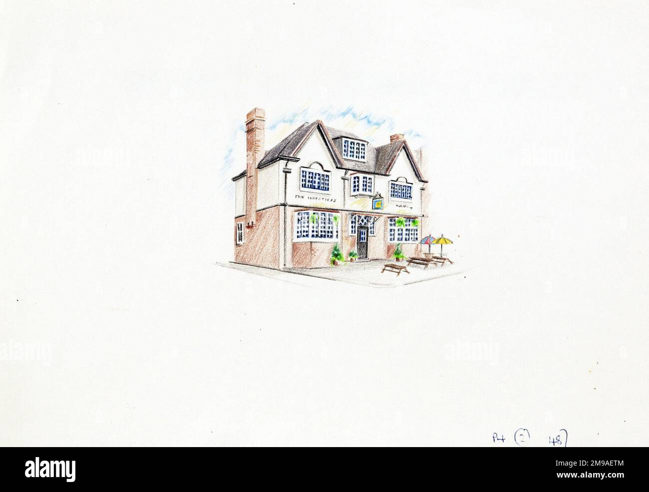 Croquis de Wrestlers pH, Highgate, Londres. Le côté principal de l ...