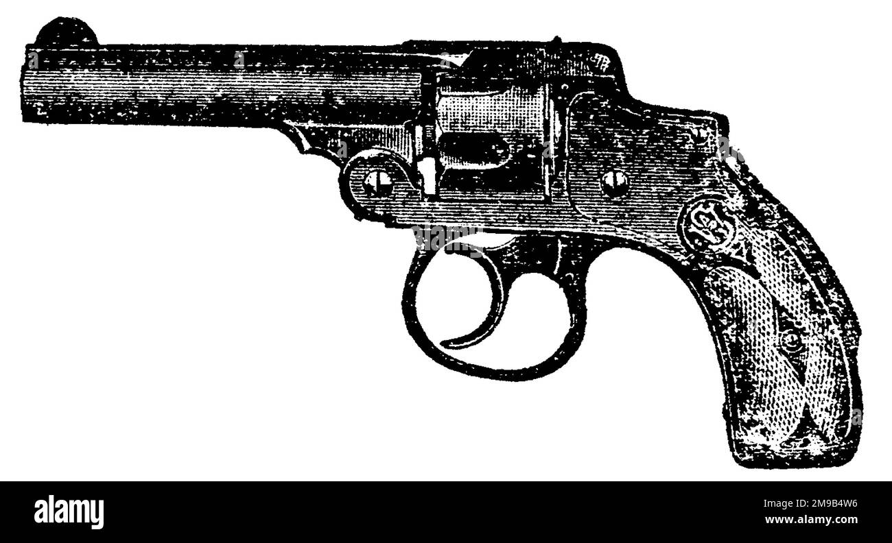 Smith et Wesson, Revolver sans marteau, gravure d'époque. Une ancienne ...