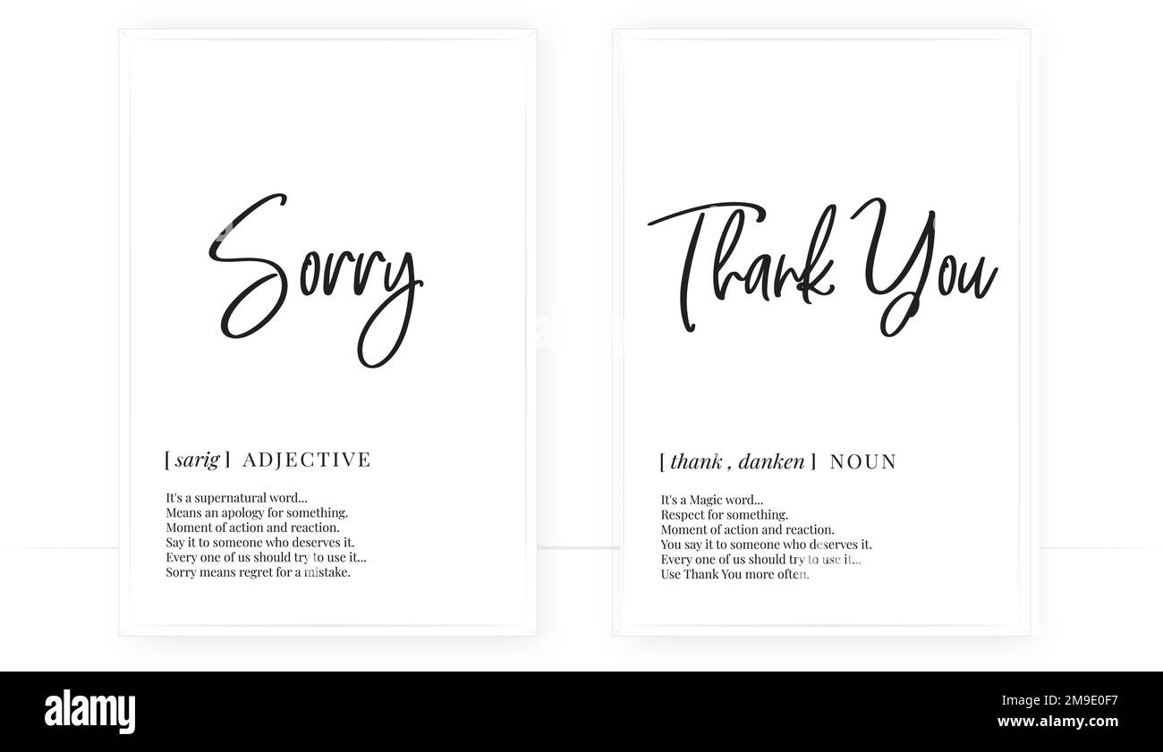 Thank you and sorry Banque d'images noir et blanc - Alamy