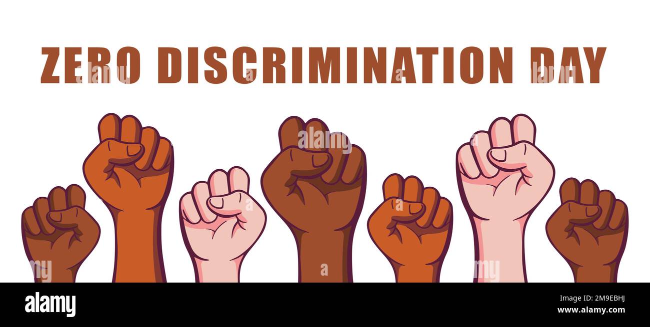 Journée zéro discrimination 1 mars. Les poings de main de divers ...