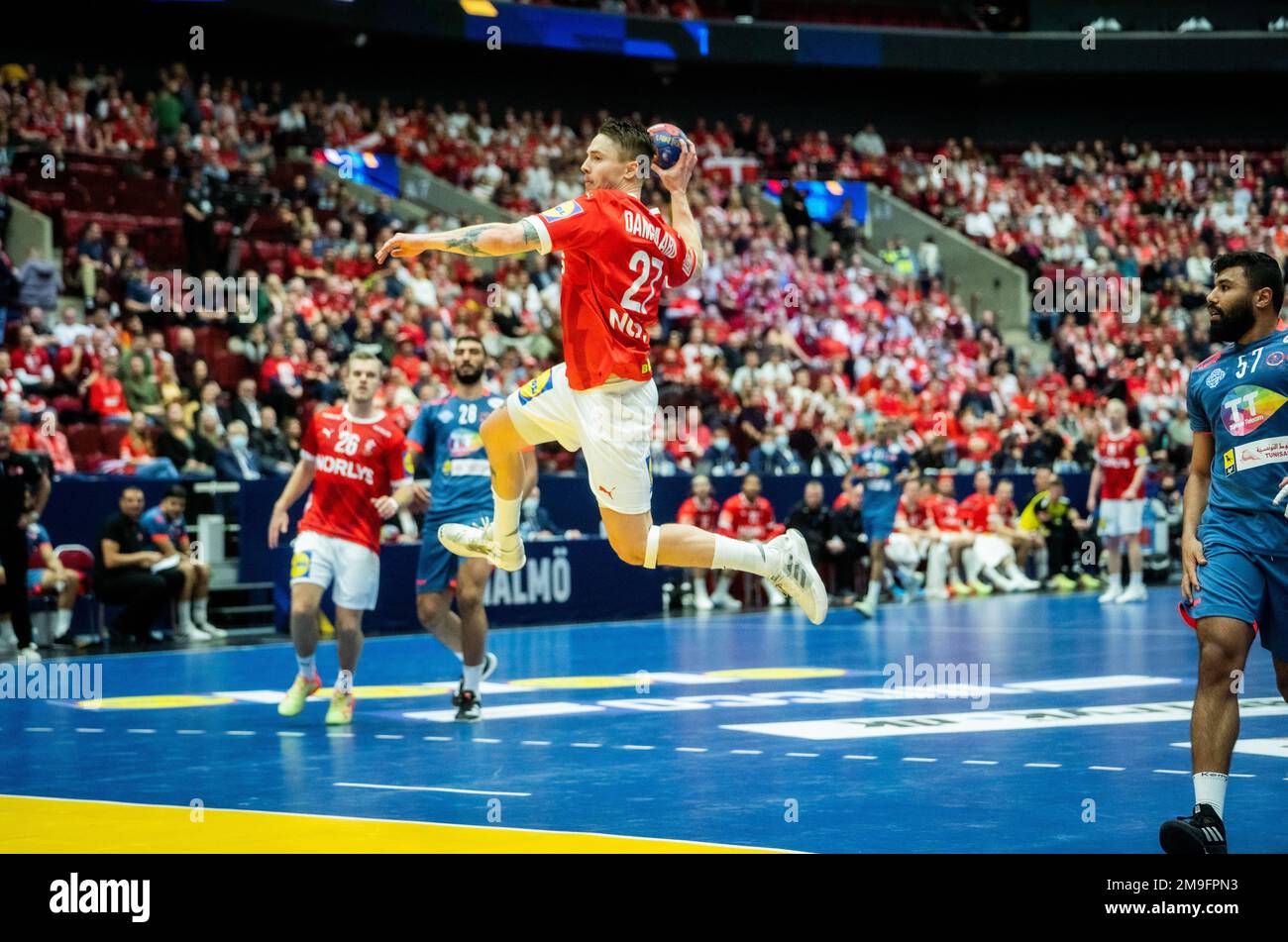 Malmö, Suède. 17th, janvier 2023. Michael Damgaard (27) du Danemark vu ...