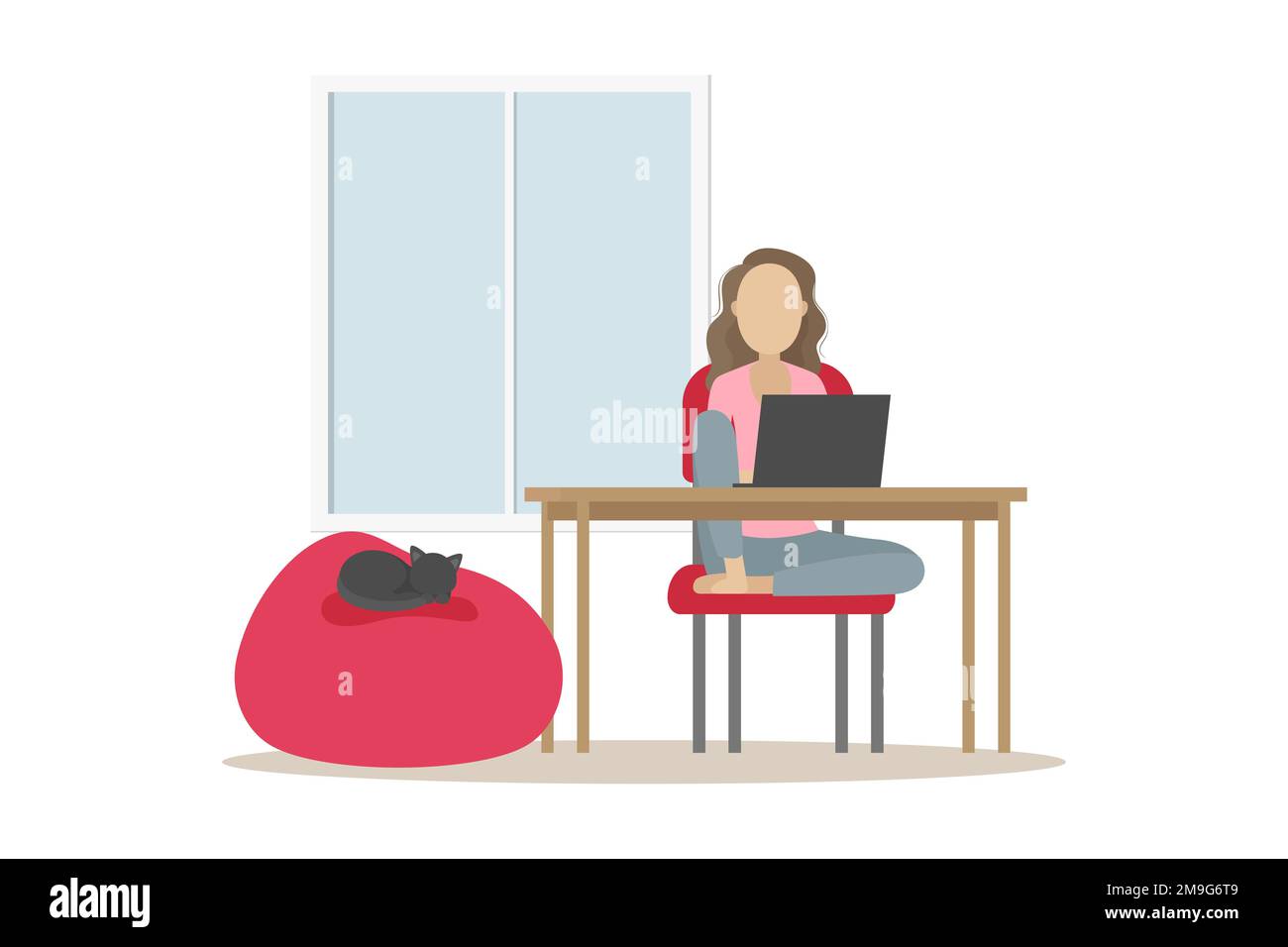 Woman working home Banque d'images vectorielles - Alamy