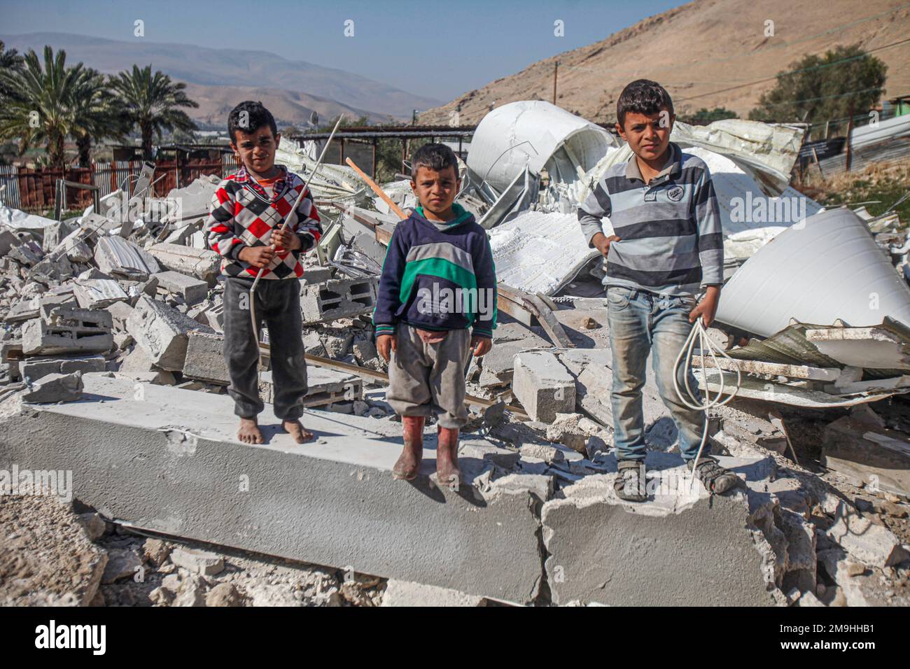 Vallée du Jourdain, Palestine. 18th janvier 2023. Les enfants ...