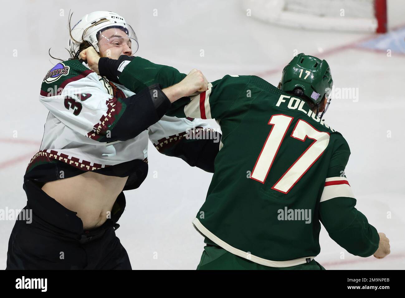 Arizona Coyotes center Liam O'Brien and Minnesota Wild left wing Marcus ...