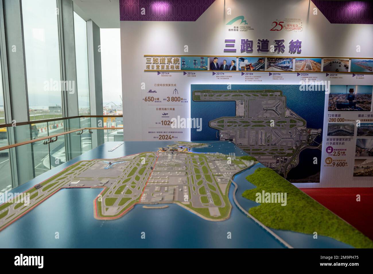 A model of the Third Runway system is displayed at the Integrated ...