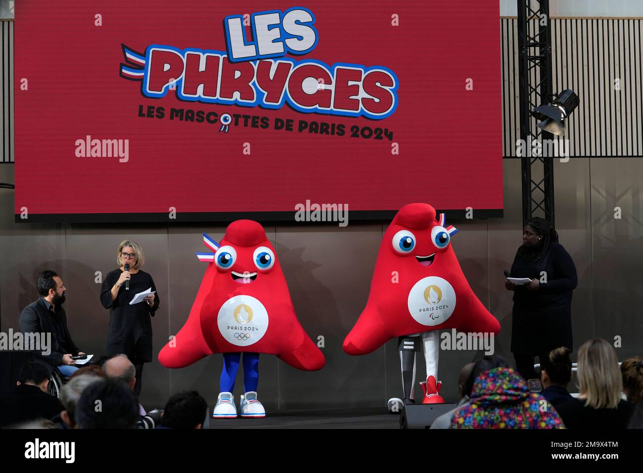The mascots of the 2024 Paris Olympic Games, left, and Paralympic Games ...