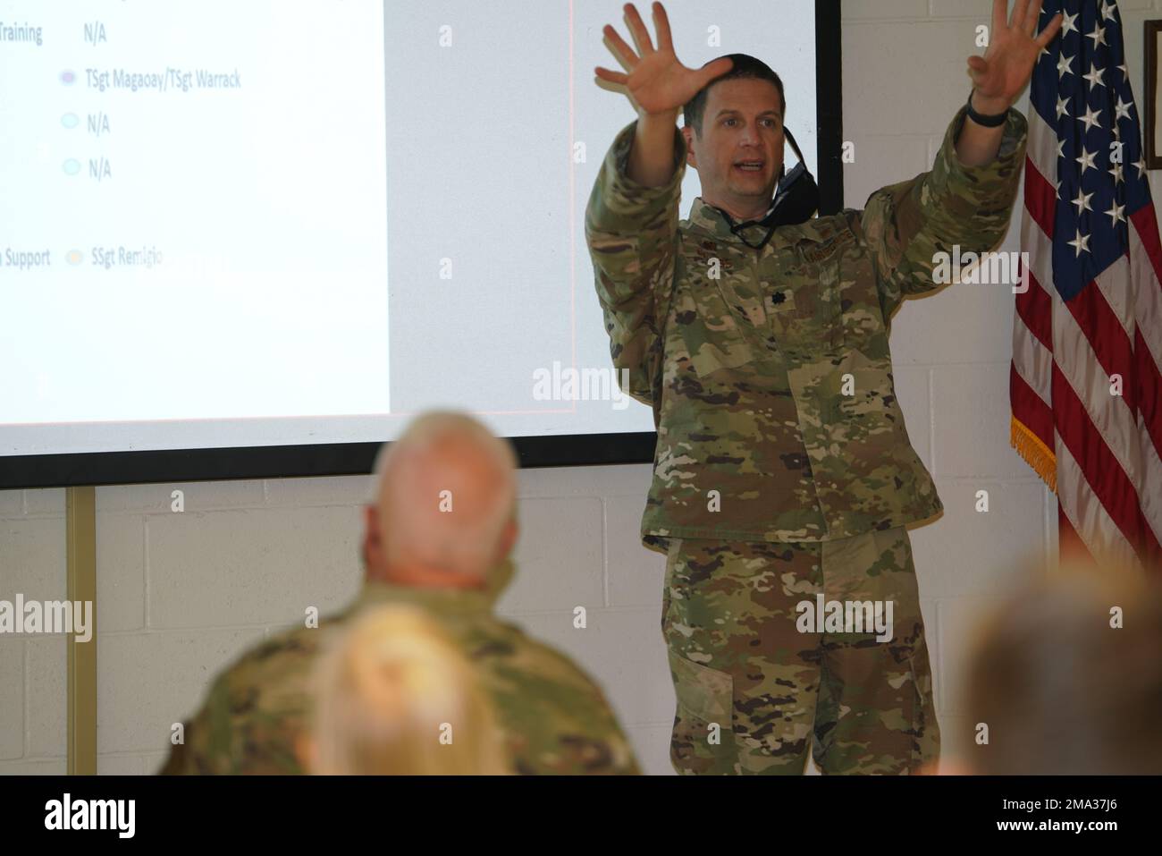 Le lieutenant-colonel Chad Briggs, commandant du quartier général de la ...