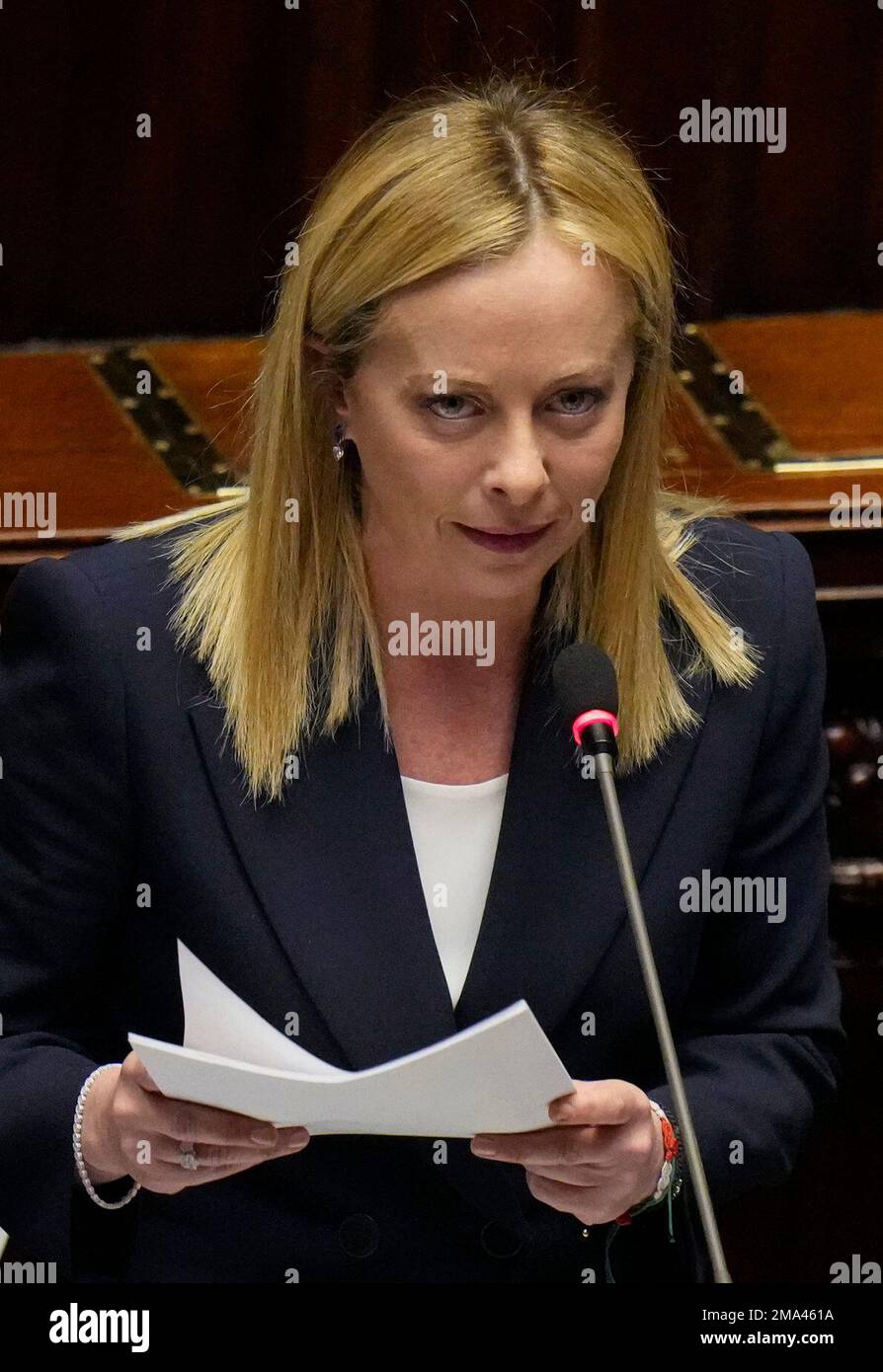 Italian Premier Giorgia Meloni addresses the lower Chamber ahead of a ...