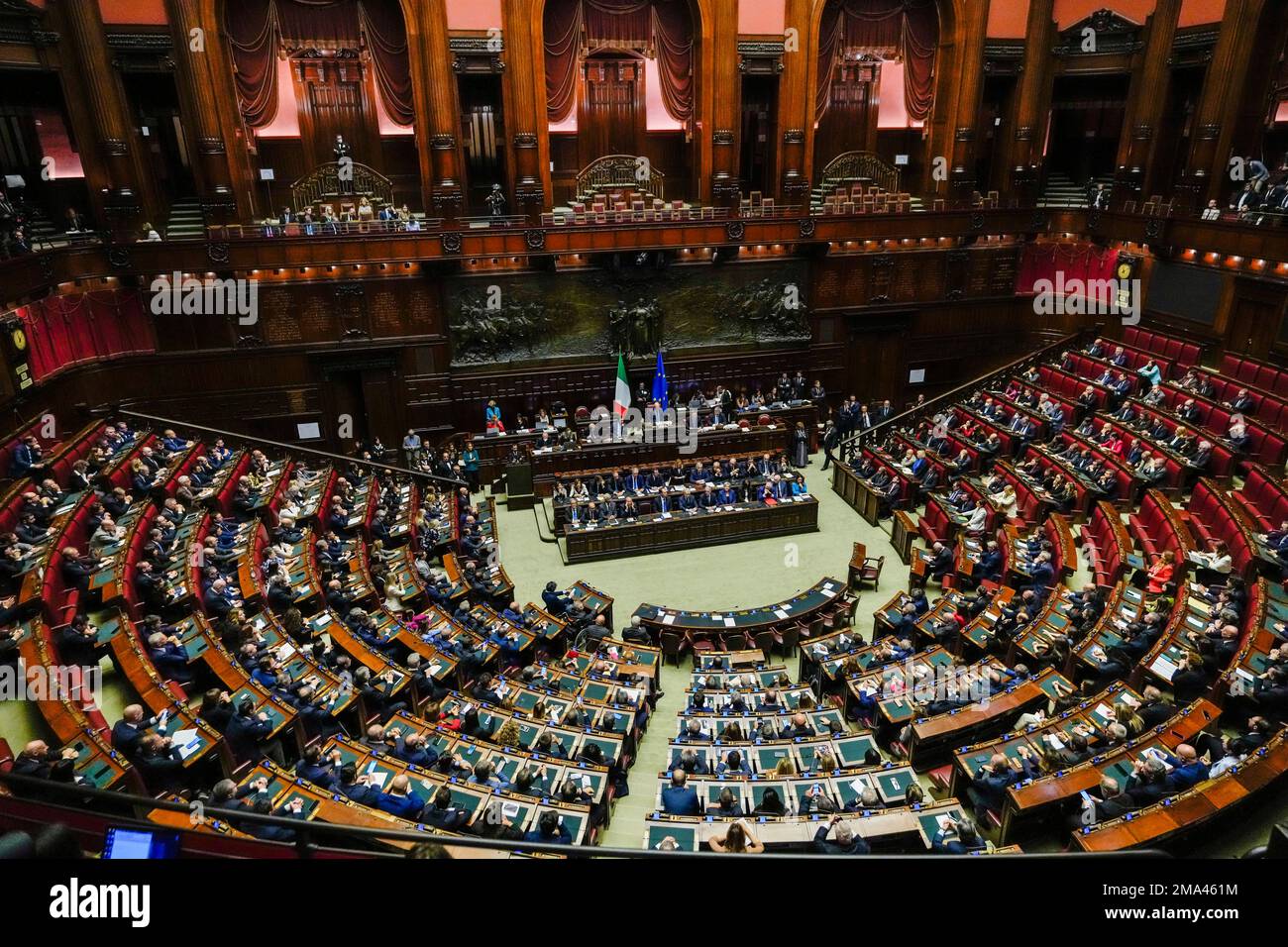 Italian Premier Giorgia Meloni addresses the lower Chamber ahead of a ...