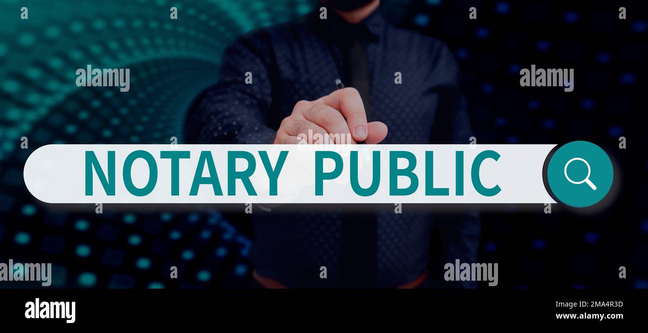 Légende du texte présentant le notaire public. Internet concept ...