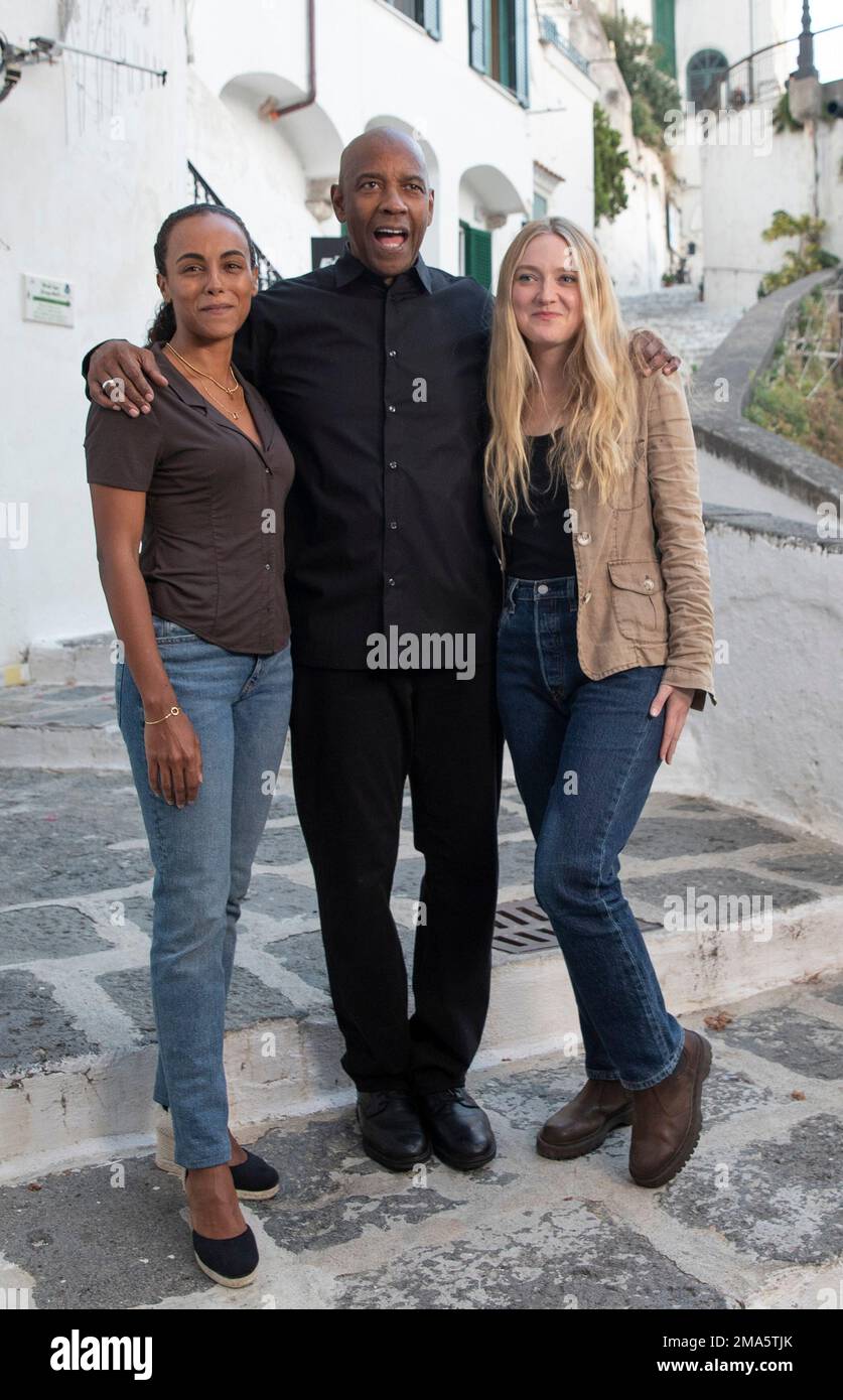Italian actress Gaia Scodellaro, left, and US actors Dakota Fanning and ...