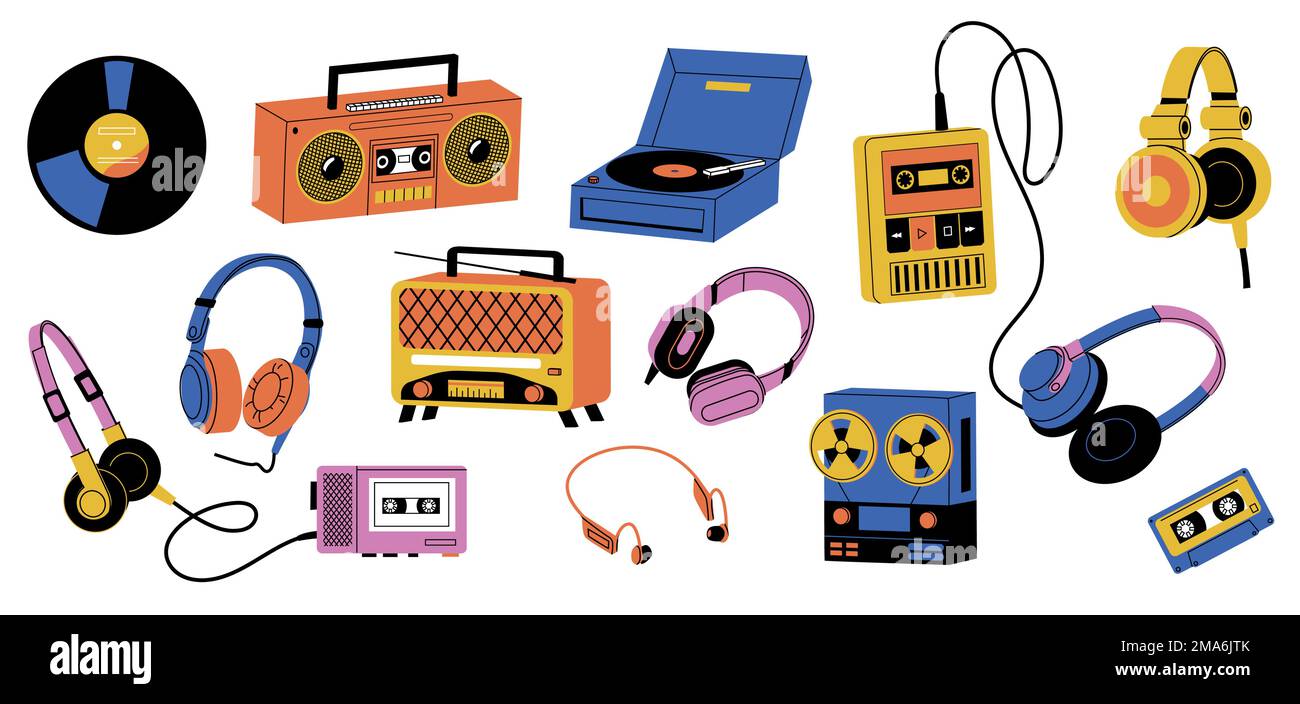 Lecteur de musique vintage. Appareils audio analogiques rétro cassette ...